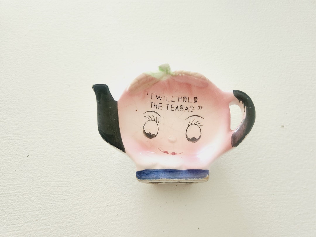 Vintage Tea Bag Holder Tea Pot I Will Hold the Tea Bag Kitschy Kitchen ...