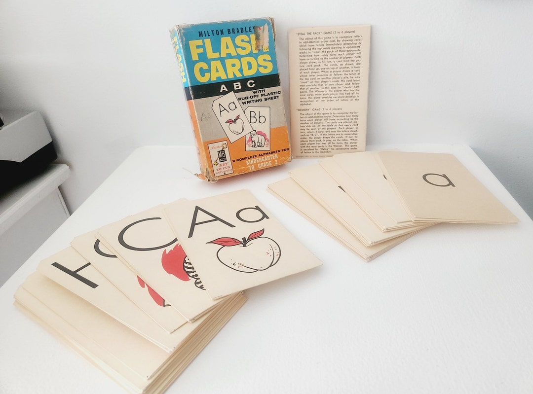 Milton Bradley Flash Cards ABC in Original Box -- Children Retro School ...
