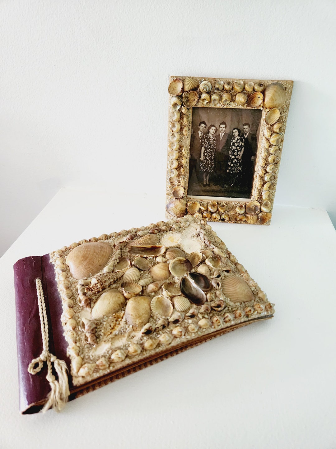 Rare Decorative Antique Seashell Scrapbook -- Vintage Album With ...