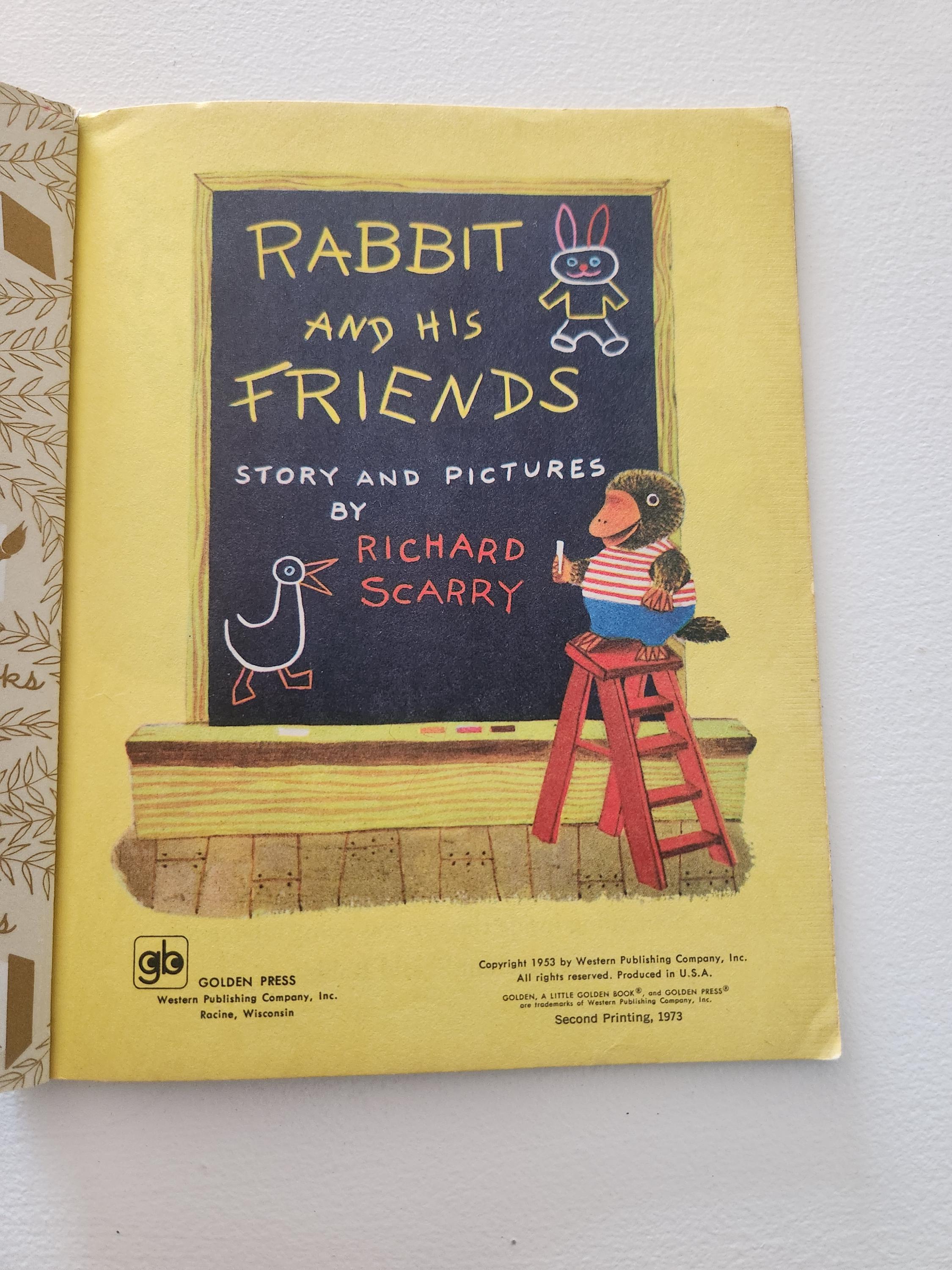 Rabbit and His Friends -- 1973 Vintage Little Golden Children's Book ...