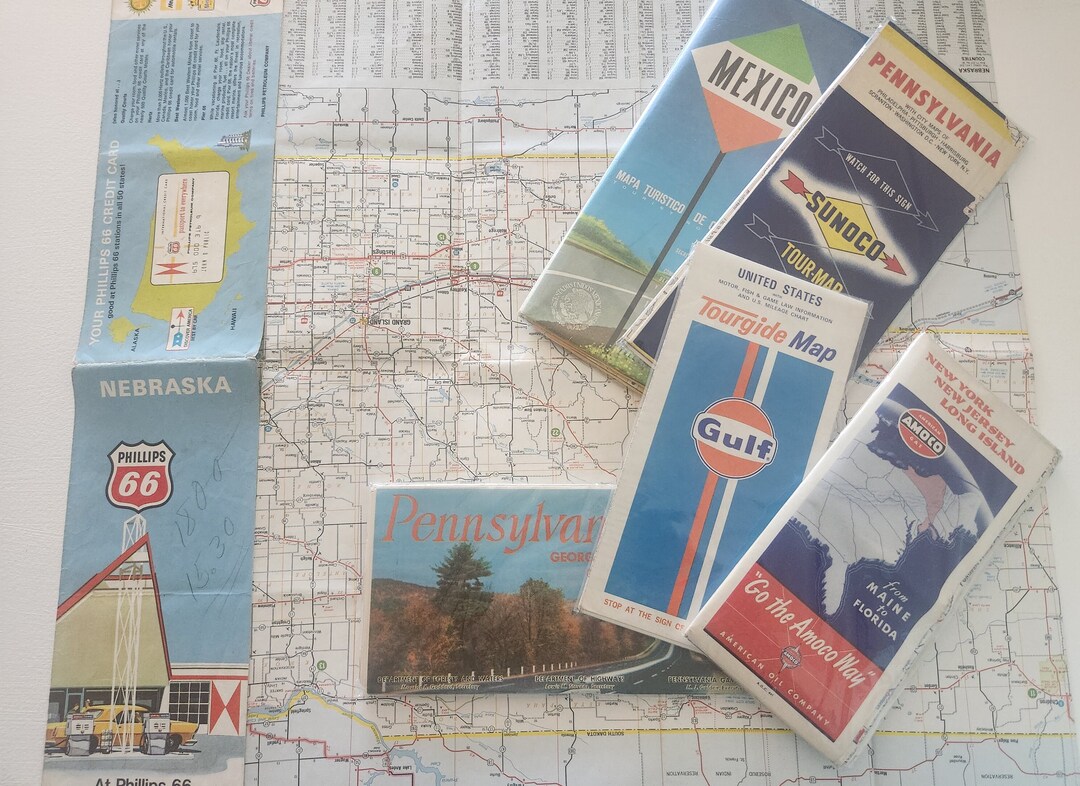 Vintage Maps Paper Ephemera Travel Journal Lot of 6 Map Guides Vintage ...