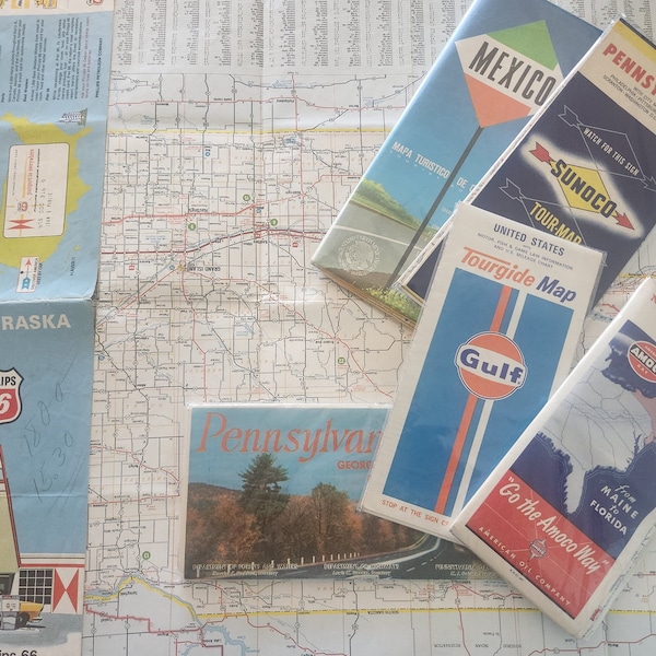 Vintage Gas Station Road Maps - Etsy