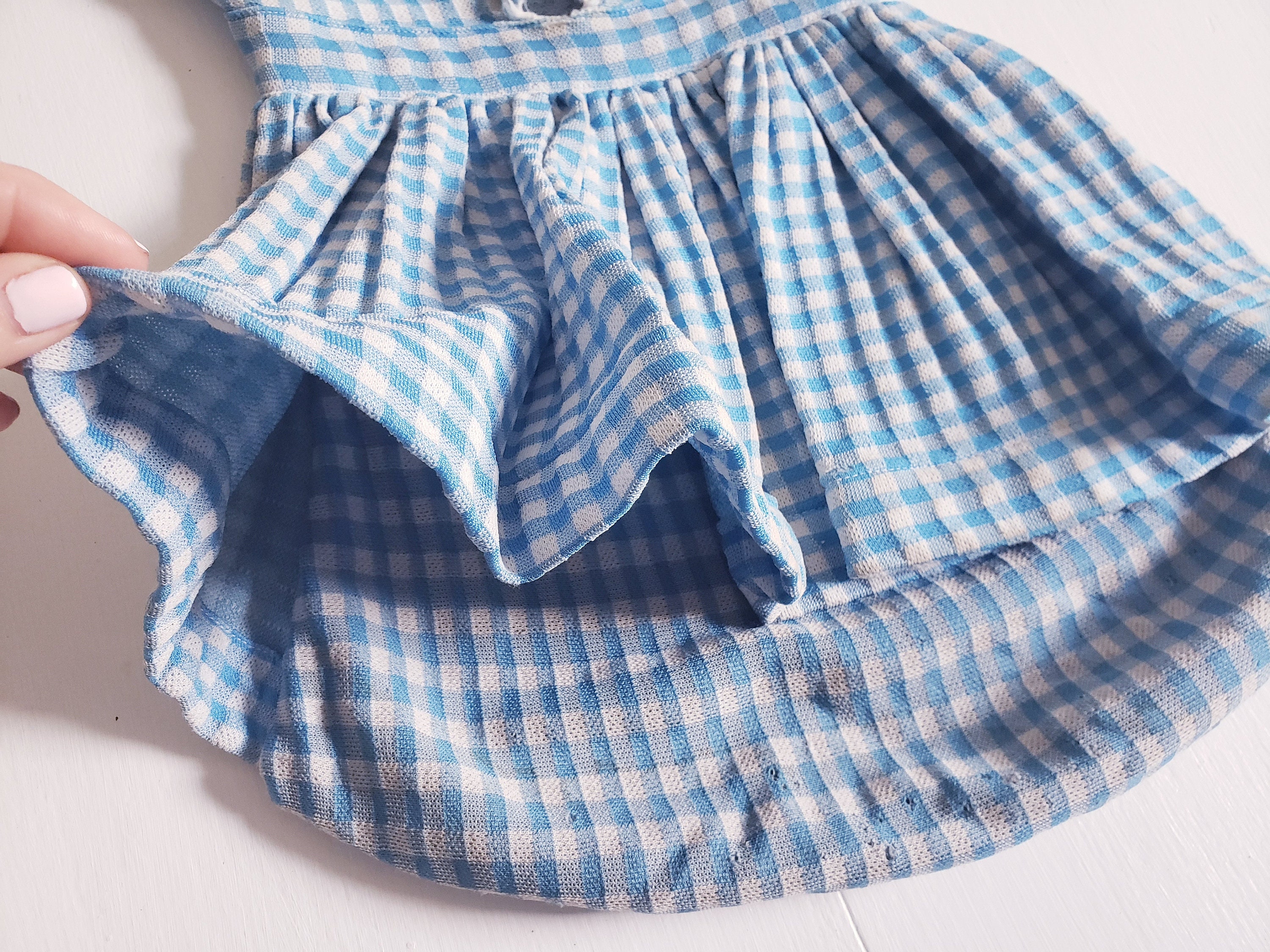 Vintage Blue Gingham Pattern Dress Clothes Pin Holder. Laundry - Etsy