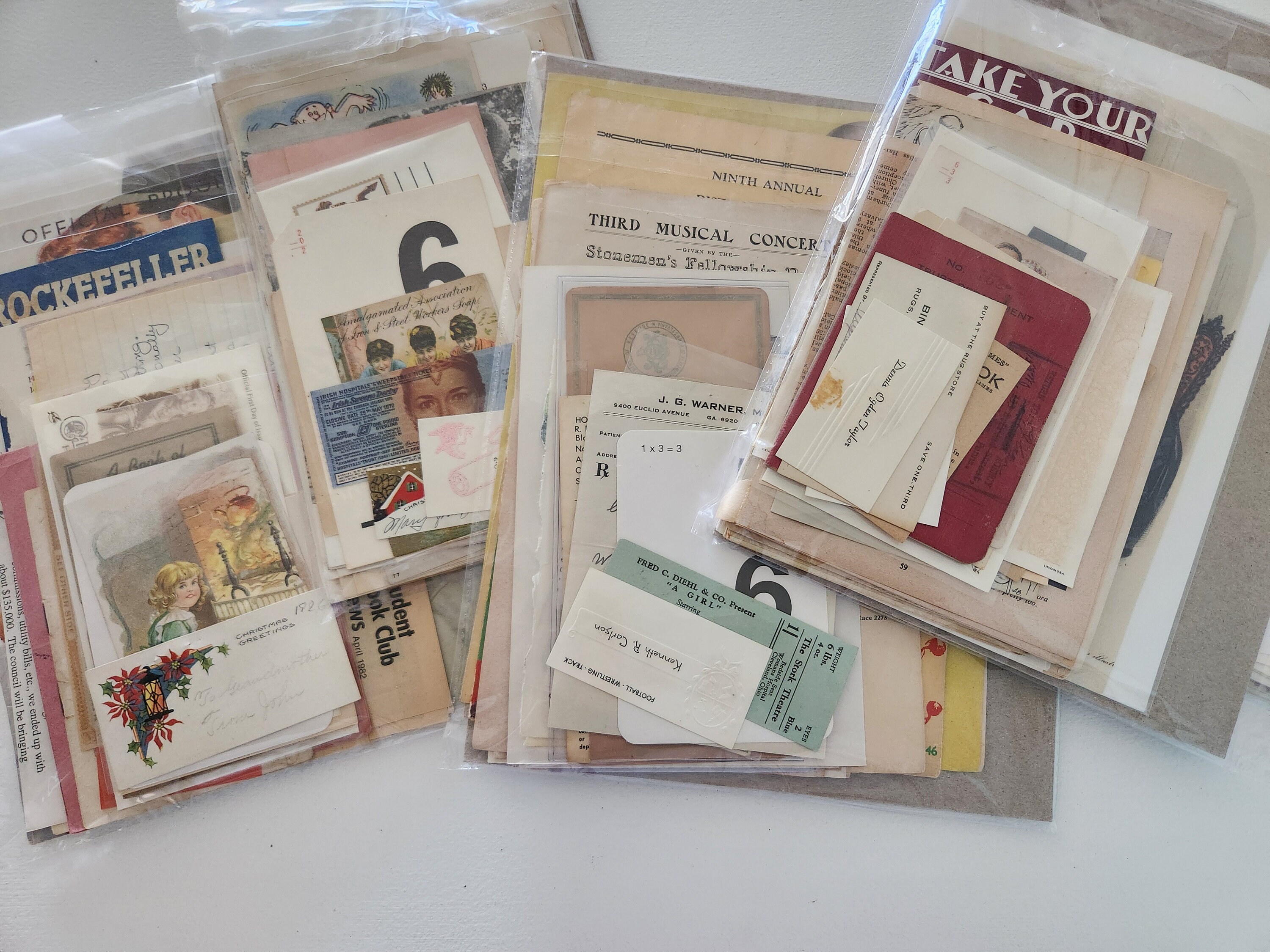 Vintage Ephemera Pack –- Antique Paper Scraps, Letters, Trade Cards (25 ...