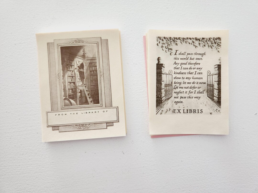 Vintage Antioch Paper Bookplates in Original Gold & Black Box Ex Libris ...
