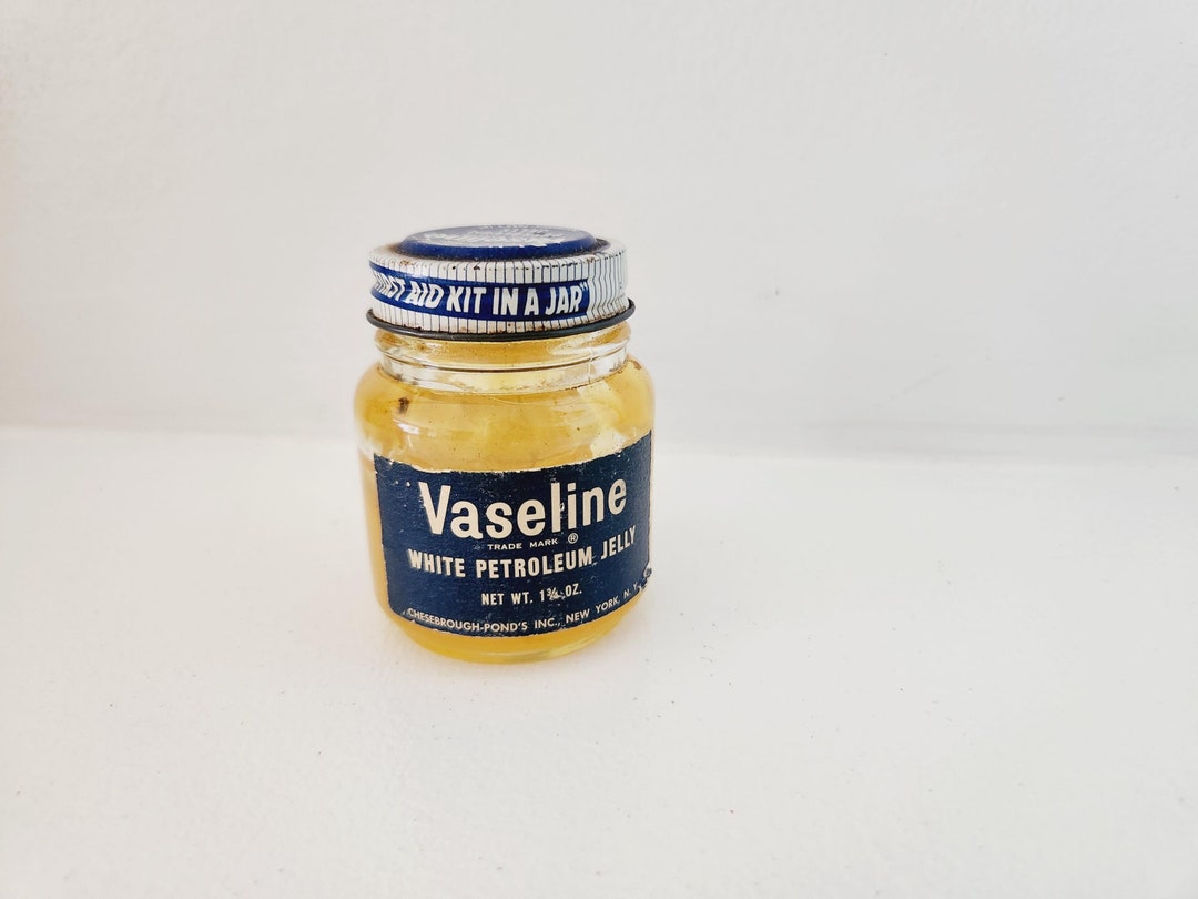 Vintage Vaseline White Petroleum Jelly Jar Blue Seal Package -- Beauty ...