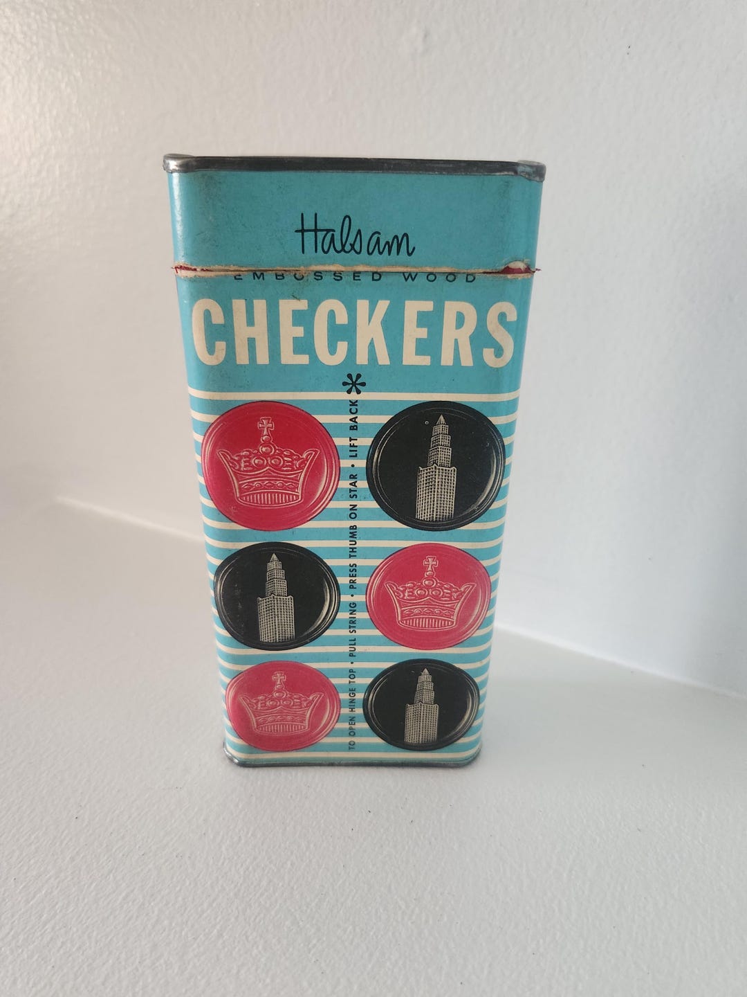 Vintage Halsam Checkers Original Box -- Classic Game Checker Blue ...