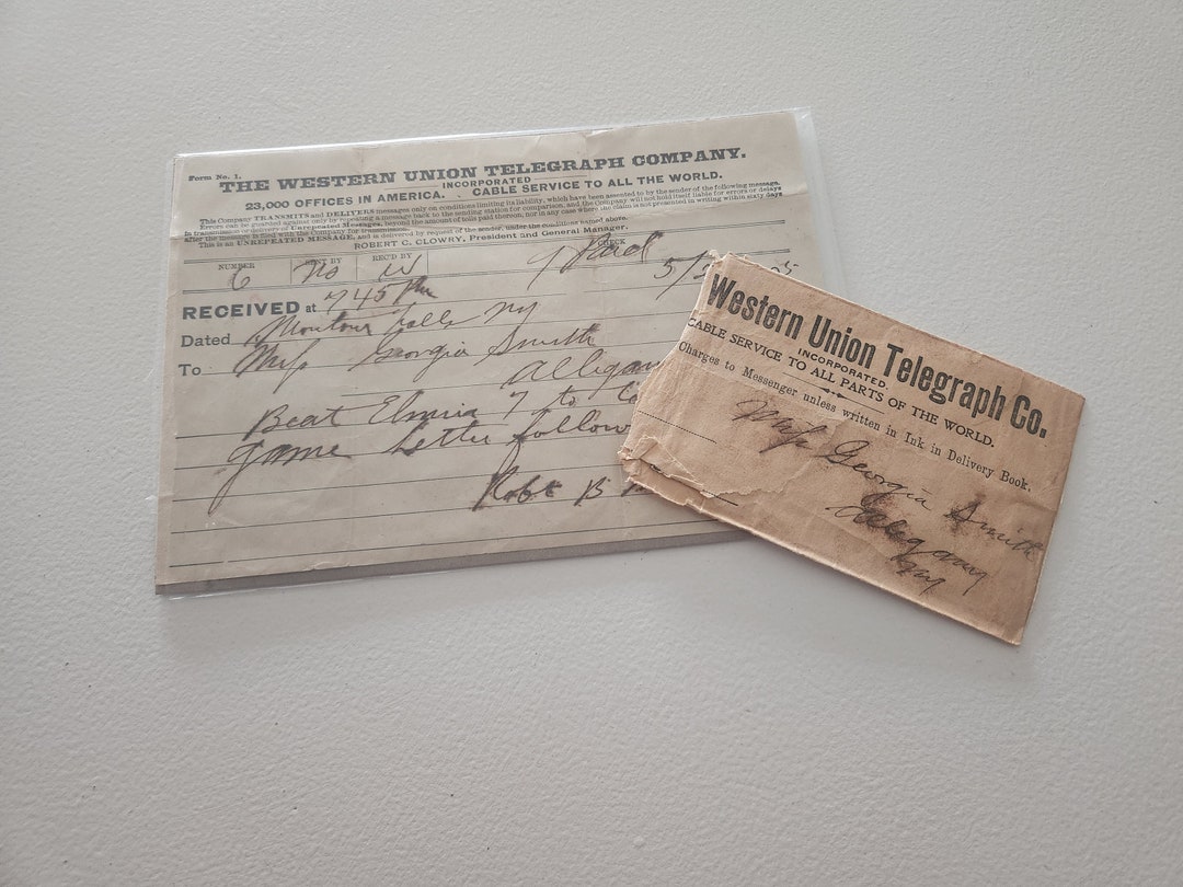 The Western Union Telegraph Company Handwritten With Original Envelope ...