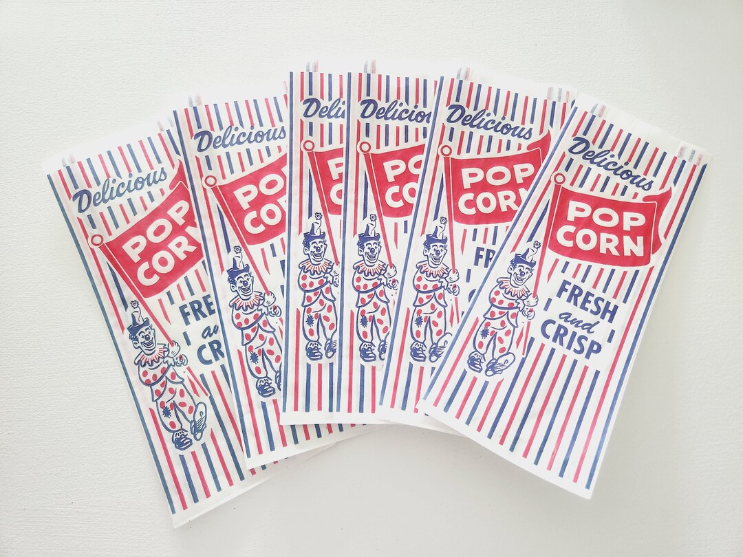 Vintage Popcorn Candy Bags Retro Style Clown Popcorn Bag Circus ...