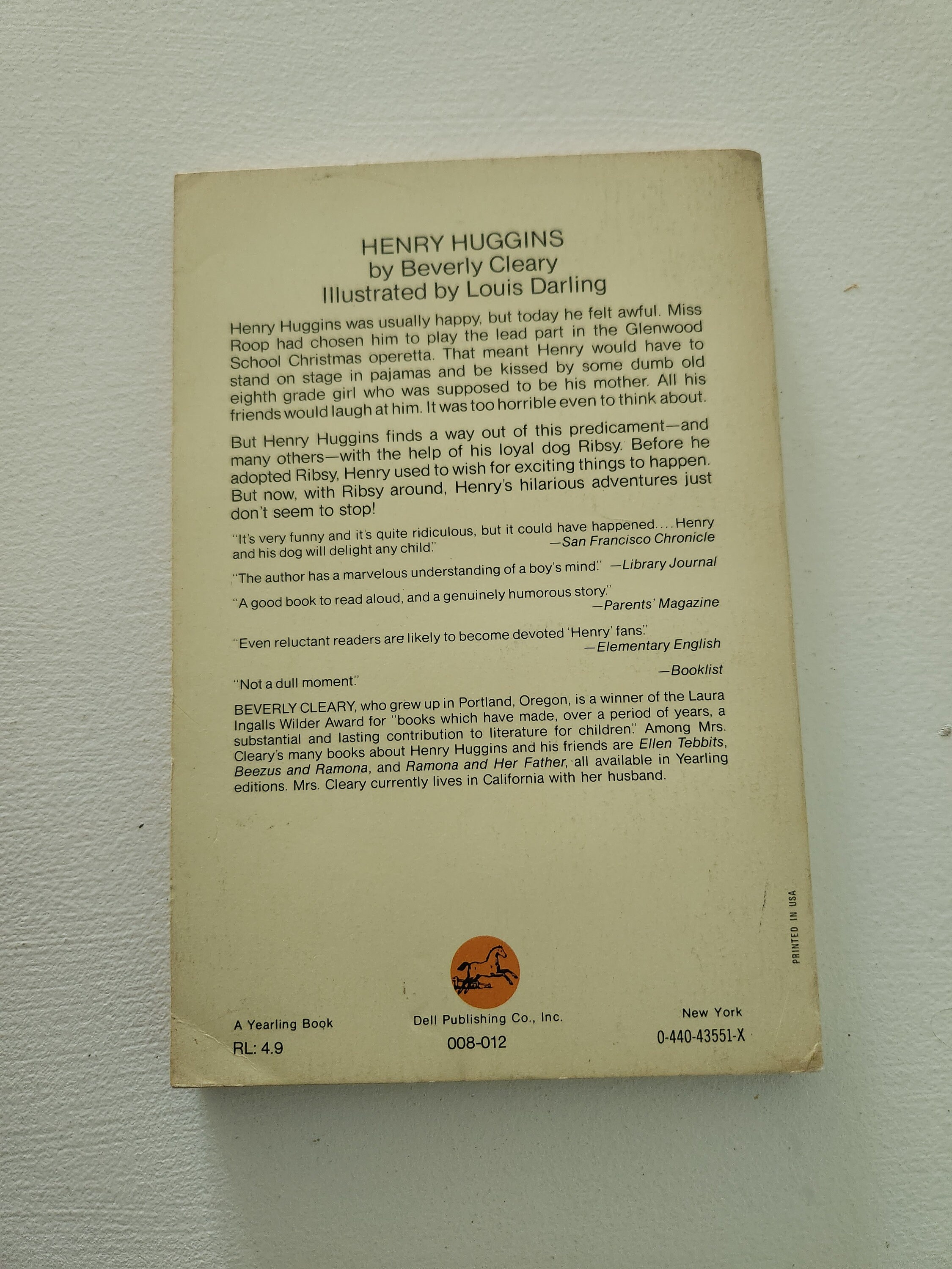Vintage Henry Huggins Paperback Book by Beverly Cleary - Etsy