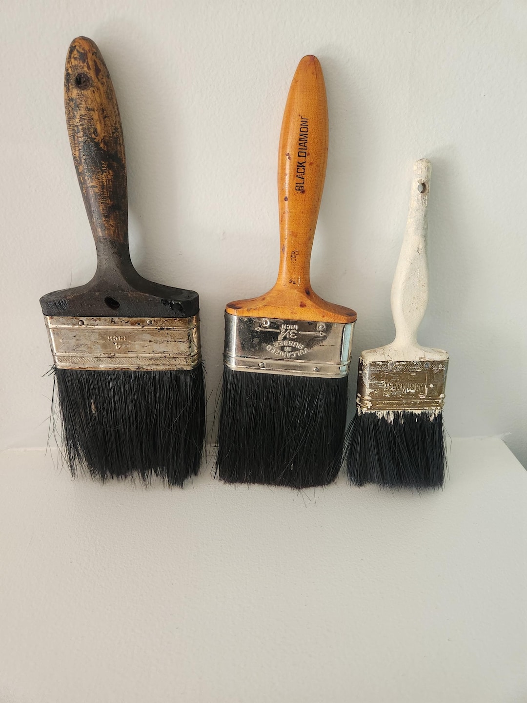 Vintage Paint Brushes -- Set of 3 Wooden Handle Paint Brushes -- Shabby ...