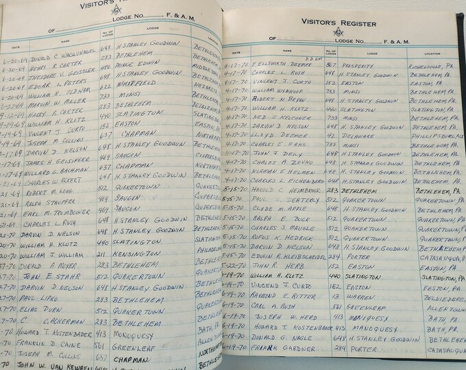 Vintage Ledger Register Record Book -- Hellertown Lodge No#563 ...