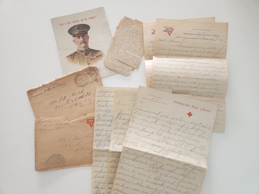 Antique World War I Letters Postcards and Photographs { 1918 } American ...