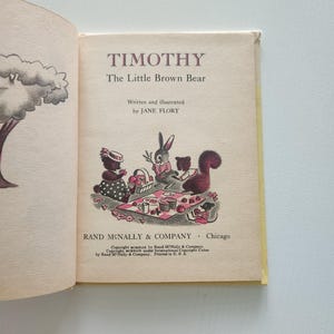 Timothy the Little Brown Bear – 1949 Vintage Children's Book - Etsy