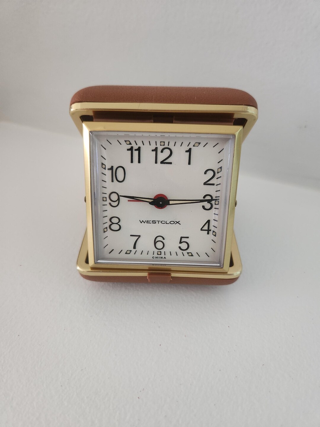 Vintage Travel Alarm Clock Westclox Travel Folding Clock Table Top ...