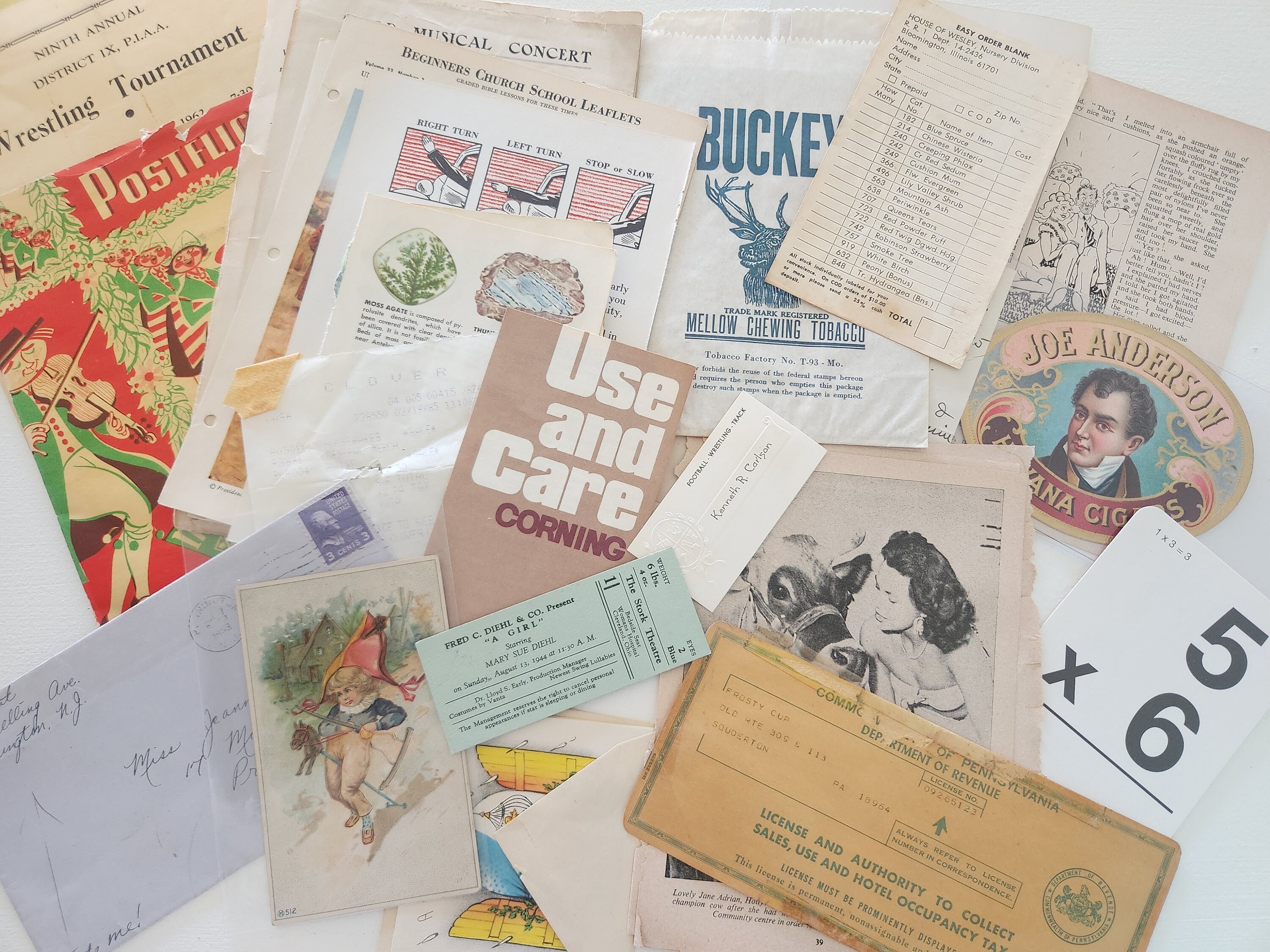 Vintage Ephemera Pack –- Antique Paper Scraps, Letters, Trade Cards (25 ...