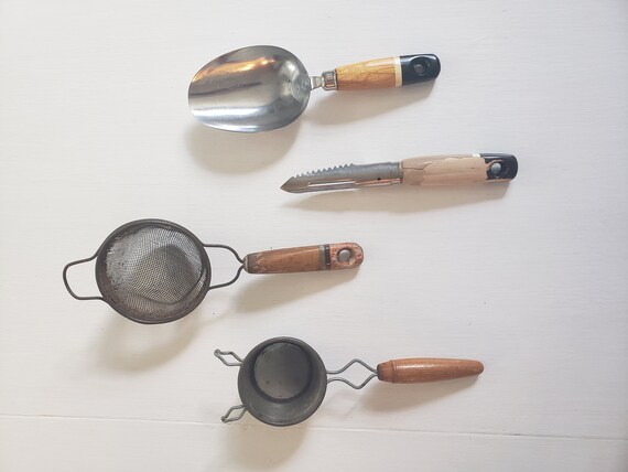Vintage Wooden Handle Kitchen Tools. Chippy Wood Kitchen - Etsy