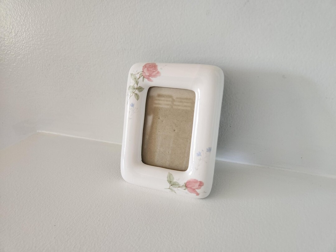 Vintage Porcelain Rose Square Photo Frame -- Mid-century Collectibles ...