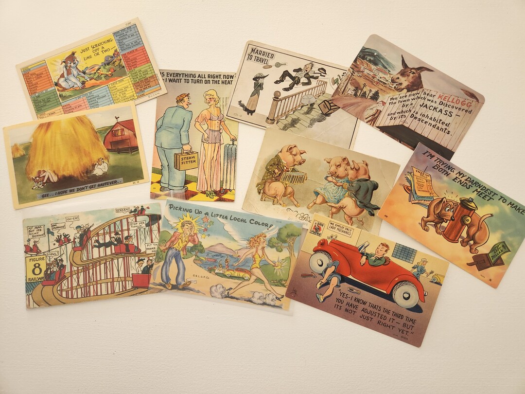 Vintage Comical Adult Humor Risque Postcards. Lot of 10 Antique ...