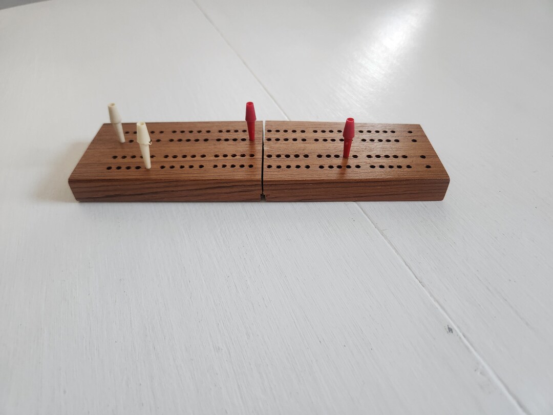 Cribbage Wooden Foldable Board Game vintage Mid-century Games Peg Board ...
