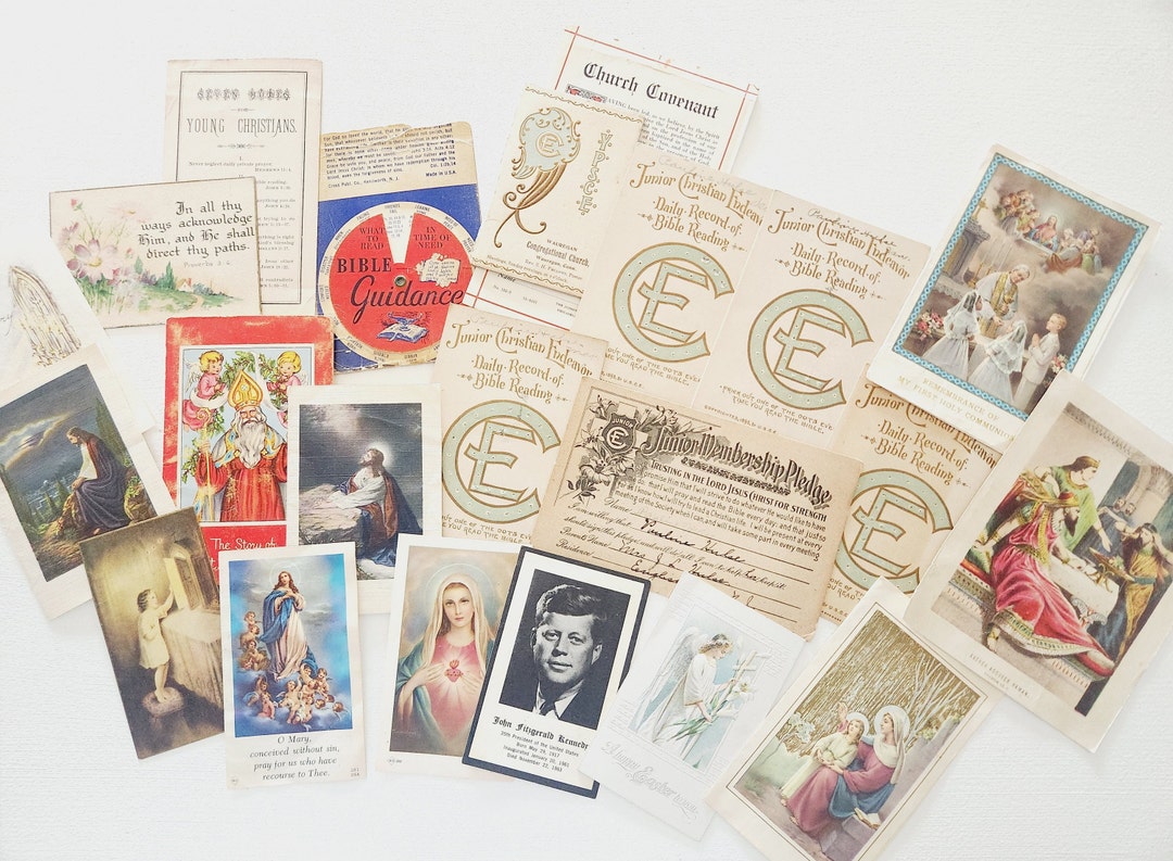 Religious Mass Card Ephemera Pack Catholic Mass Cards Lot of 21 Holy ...