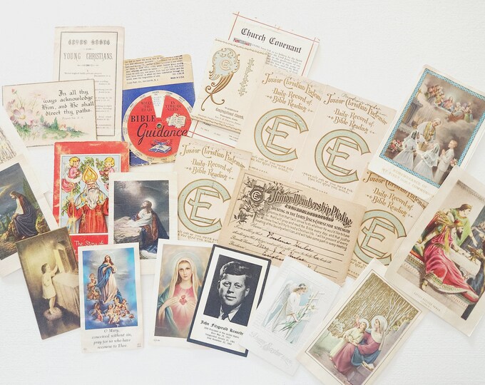 Religious Mass Card Ephemera Pack -- Catholic Mass Cards -- Lot of 21 ...