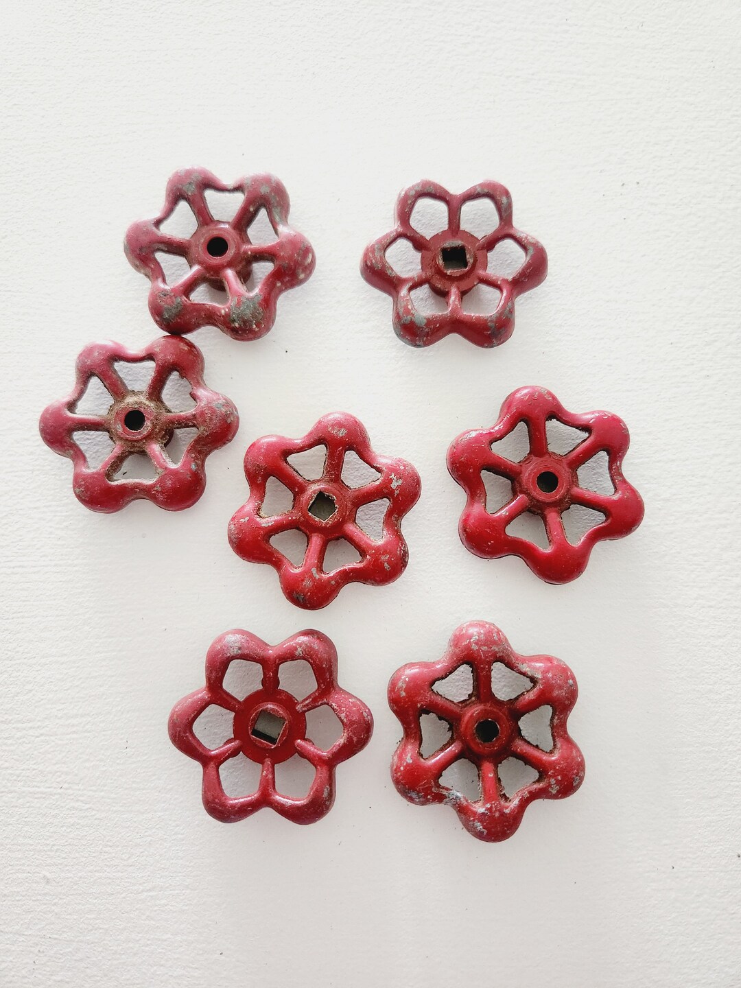 Vintage Spigots -- Red Knob Handle Faucet Handles Lot of 7 -- Metal ...