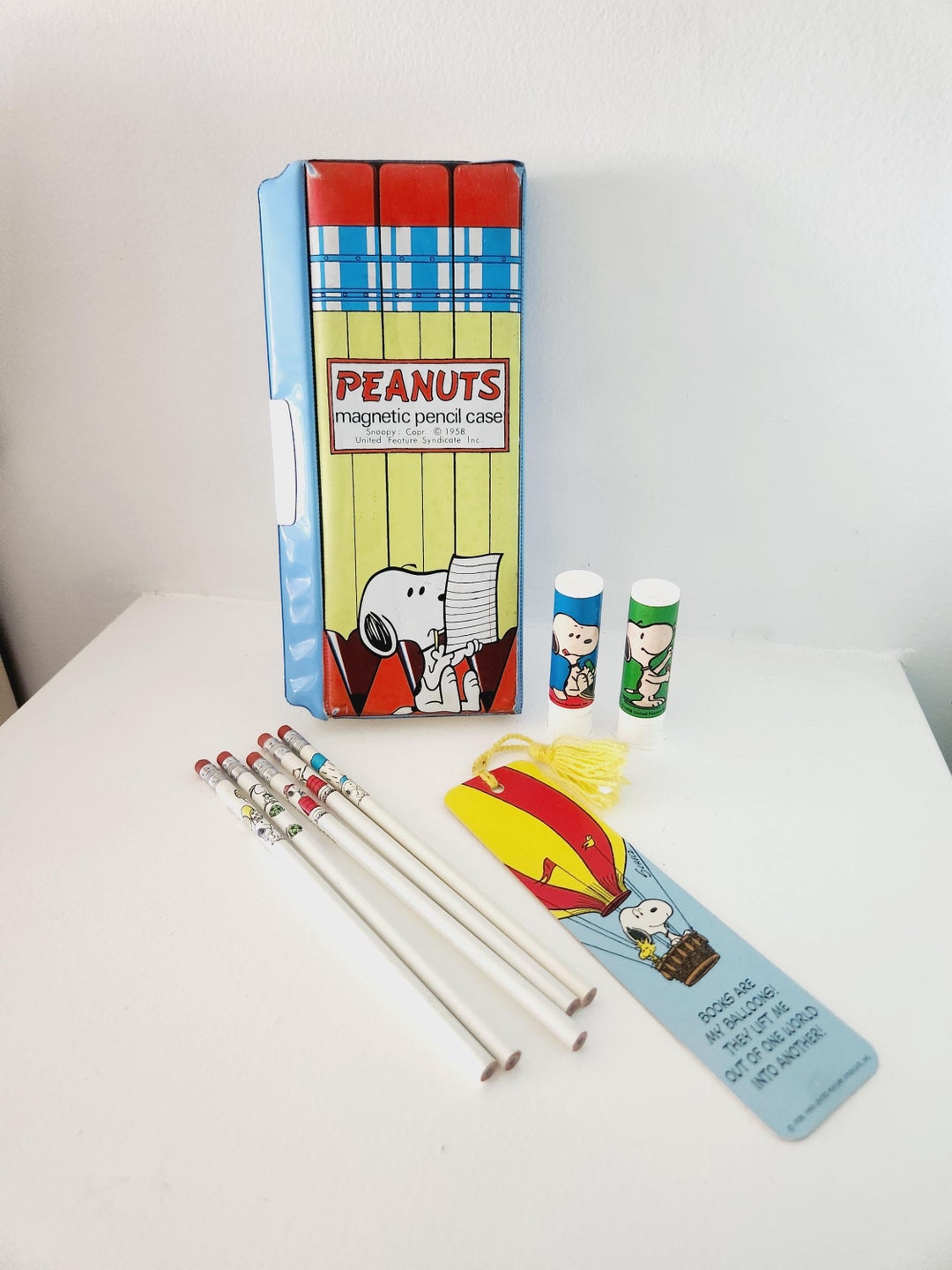 Vintage Peanuts Magnetic Pencil Case -- Snoopy School Pencil Case ...