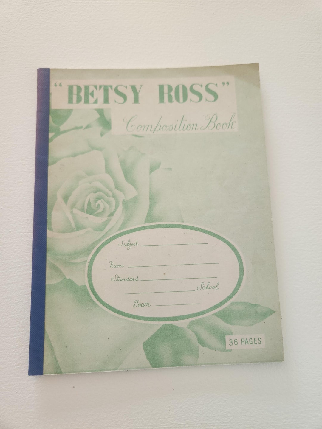 Vintage Betsy Ross Composition Books -- Green Rose School Notebook ...