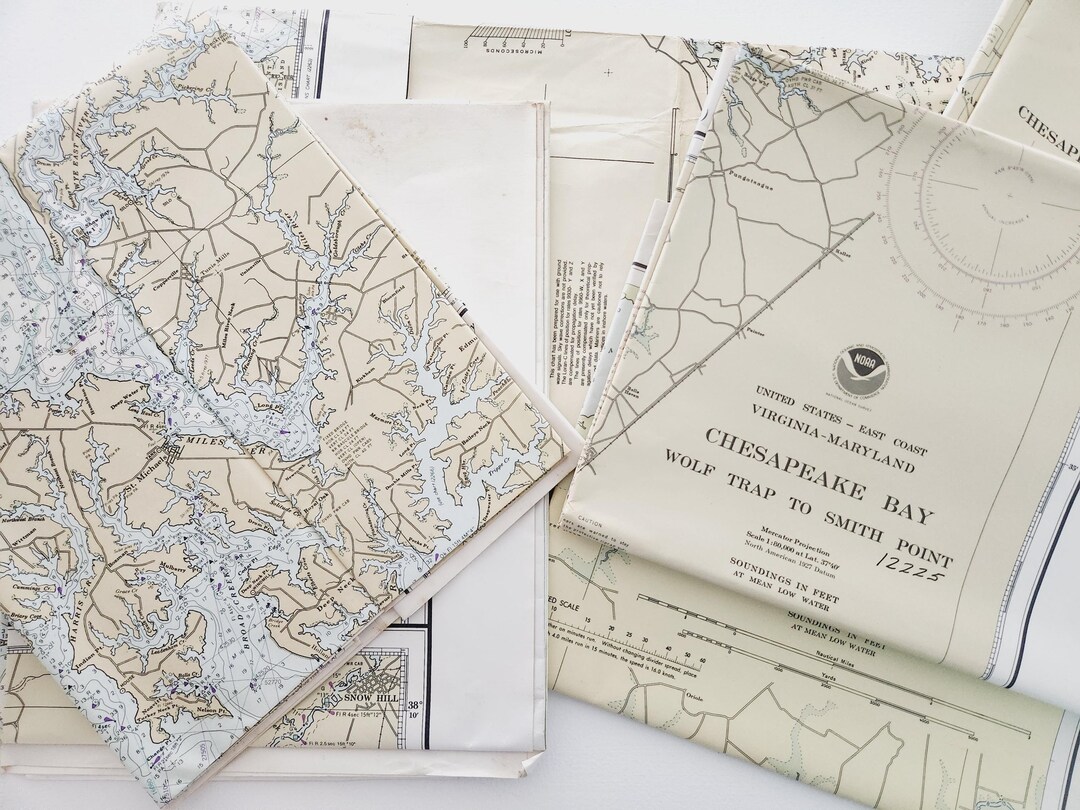 Vintage Maps -- Sailing the Chesapeake Coast Guard Captain Maps ...