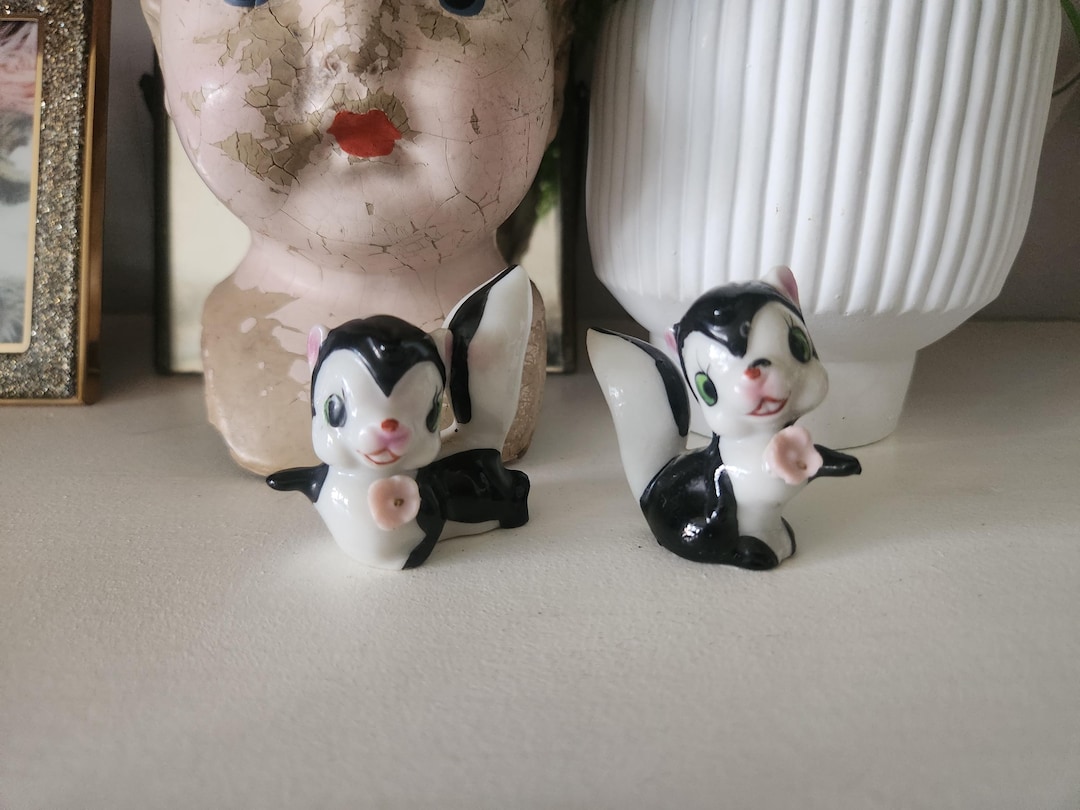 Vintage Miniature Skunk Porcelain Figurines -- Retro Japan Skunk ...