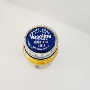 Vintage Vaseline White Petroleum Jelly Jar Blue Seal Package -- Beauty ...