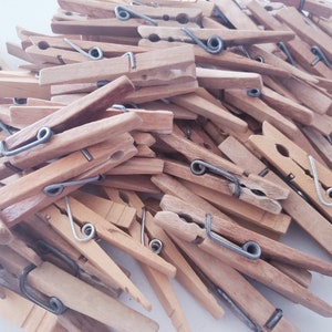 Vintage Wooden Spring Loaded Clothes Pins -- Lot of 25 Mid-century ...