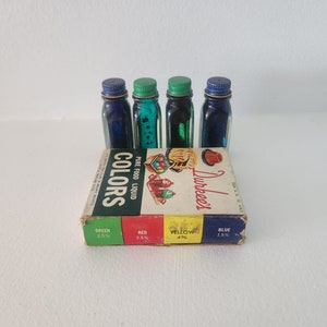 Vintage Durkee Box of Food Coloring With Glass Bottles Inside Original ...