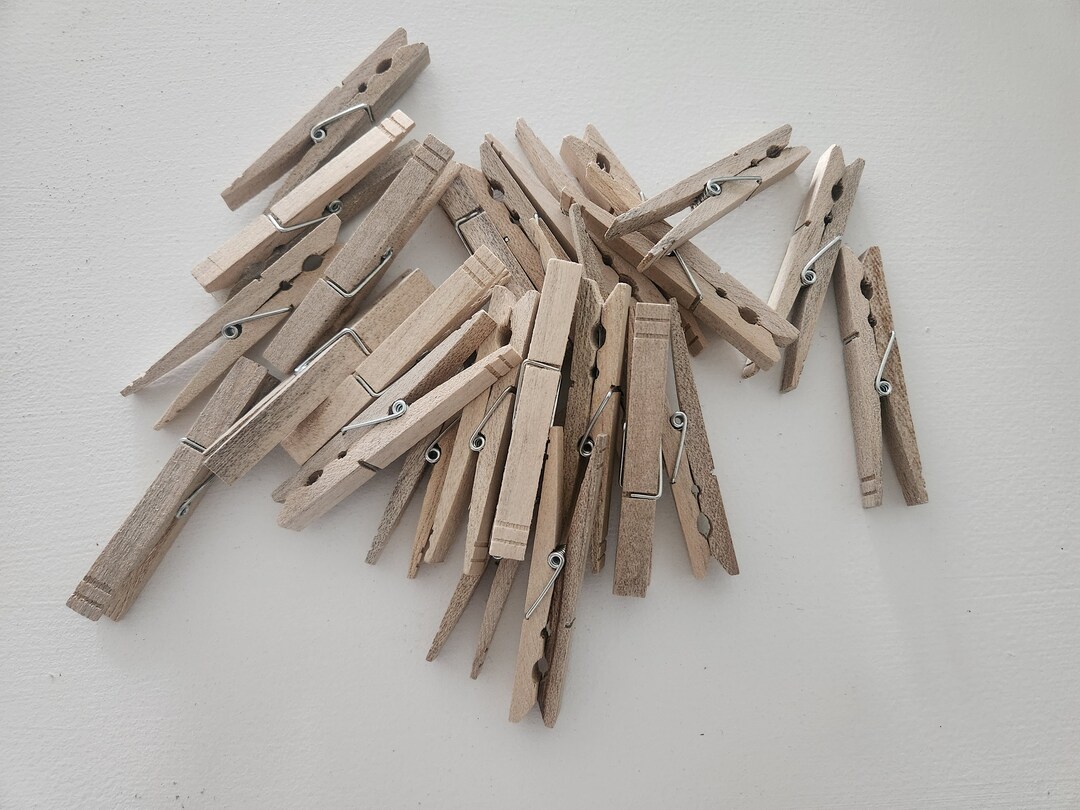 Vintage Wooden Spring Loaded Clothes Pins Lot of 25 Mid-century Laundry ...