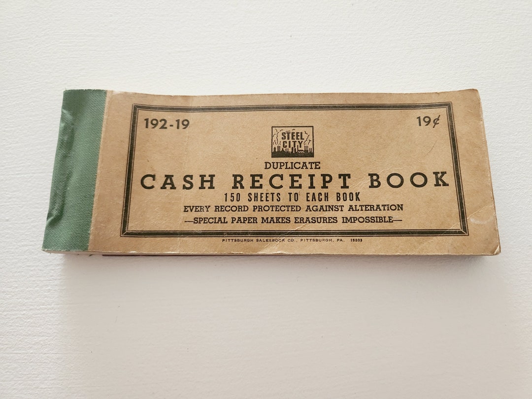 Vintage Cash Money Receipt Booklet Steel City Duplicate Booklet ...
