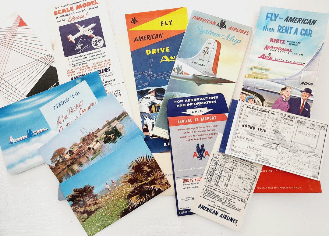 Vintage 1956 American Airlines Souvenir Flight Information Packet ...