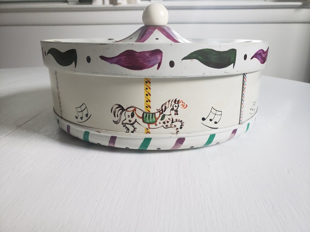 Vintage Tins Carousel Horse Circus Carnival Storage Metal Tin Container ...