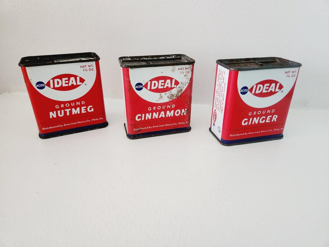 Vintage Acme Ideal Spice Metal Tins -- Set of 3 Kitchen Spice Tins ...