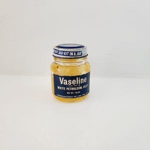 Vintage Vaseline White Petroleum Jelly Jar Blue Seal Package -- Beauty ...