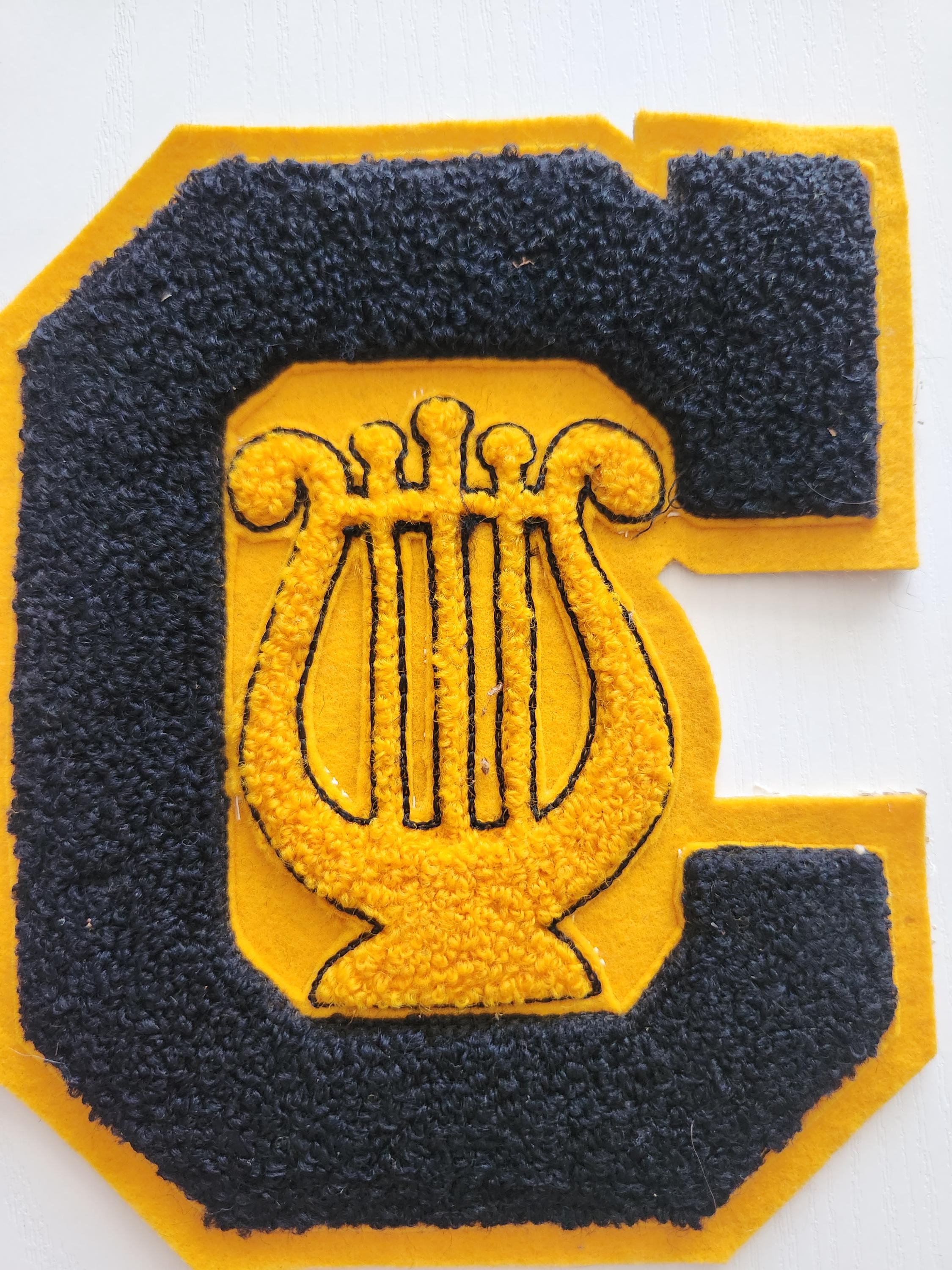 Vintage Chenille Varsity Letter Patch – Choir Letterman Patch Black ...