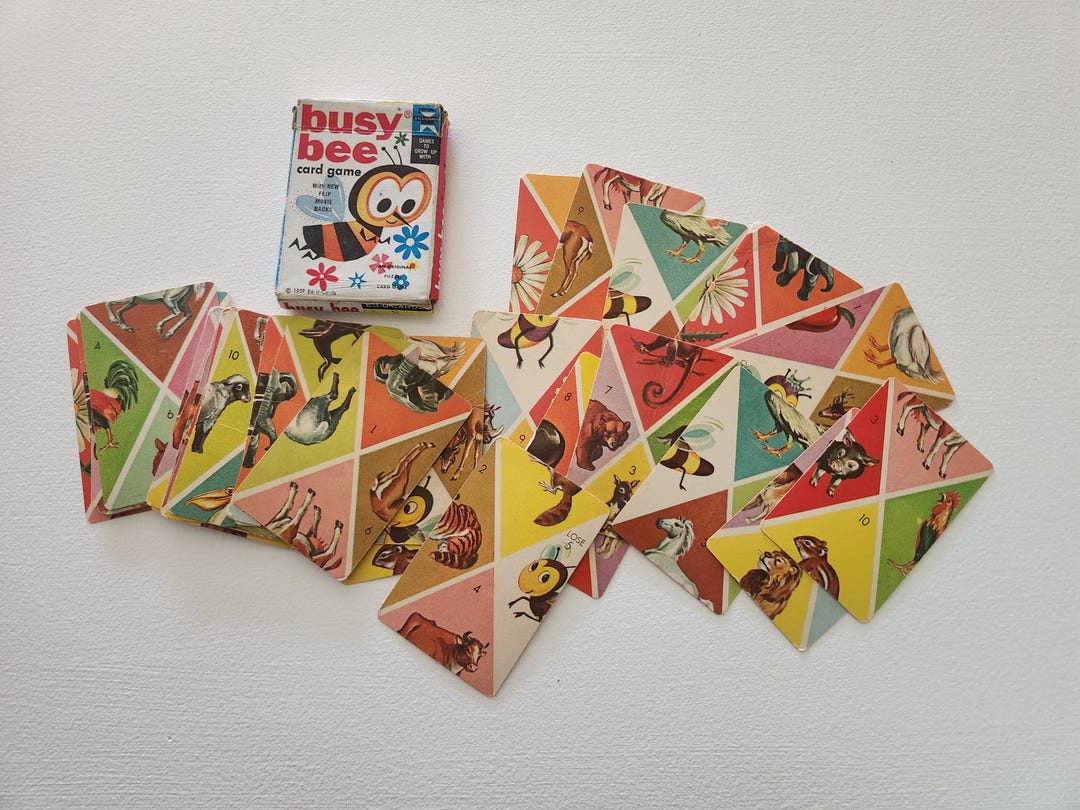 Busy Bee Card Game 1959 Vintage Educational Animal Cards Flip Movie ...