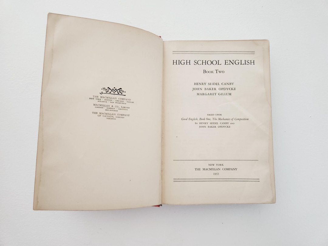 Antique High School English Book Two -- Old English Teaching Book ...