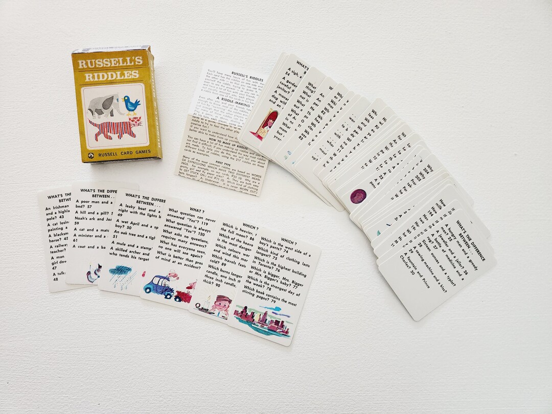 Vintage Russell's Riddles Cards -- Deck Games Swap Trade -- Mixed Paper ...