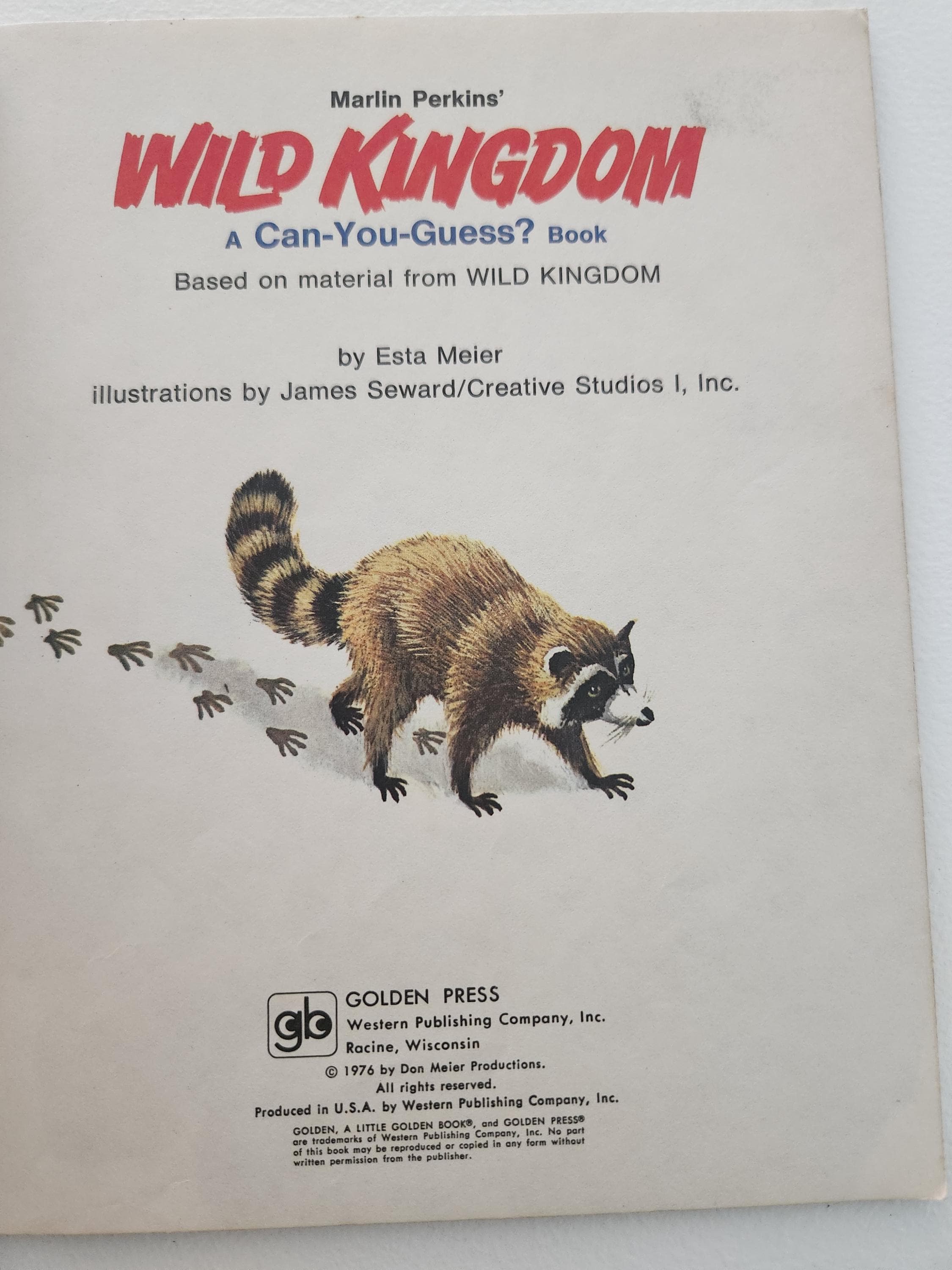 Marlin Perkins Wild Kingdom A Can You Guess Book by Esta Meier { 1976 ...