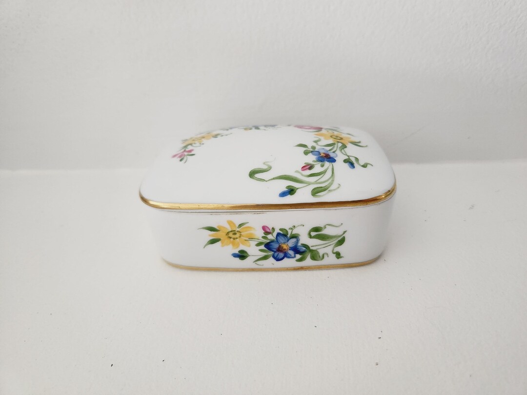 Vintage Limoges France Porcelain Trinket Box Ceramic Jewelry Box Mid-century Collectibles Floral ...