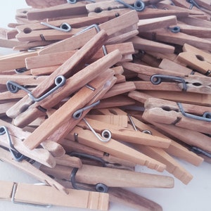 Vintage Wooden Spring Loaded Clothes Pins -- Lot of 25 Mid-century ...