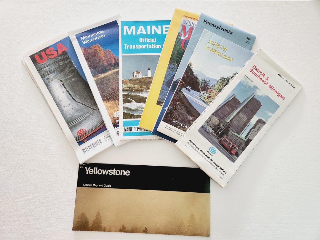 Vintage Maps Paper Ephemera -- Travel Journal Lot of 8 Map Guides ...