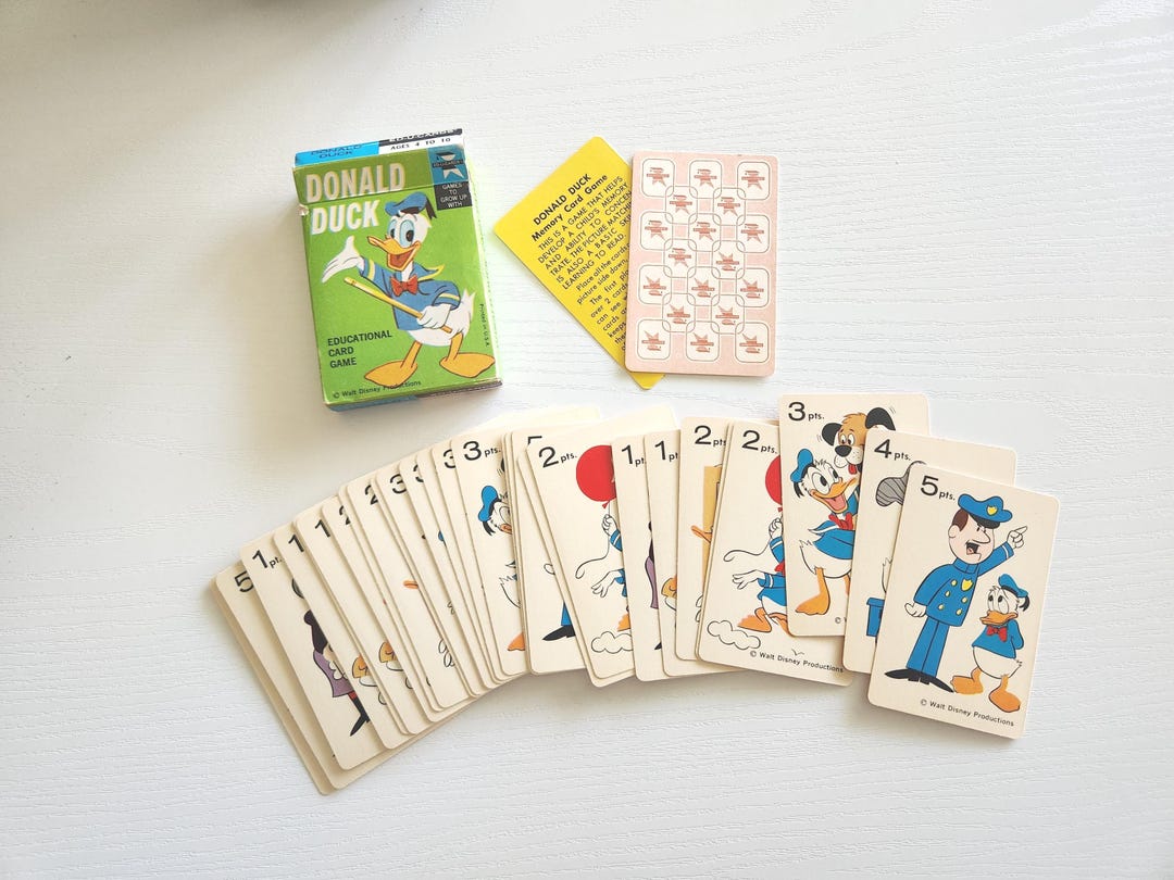 Vintage Donald Duck Ed-u-cards Playing Card Game -- Character Picture ...