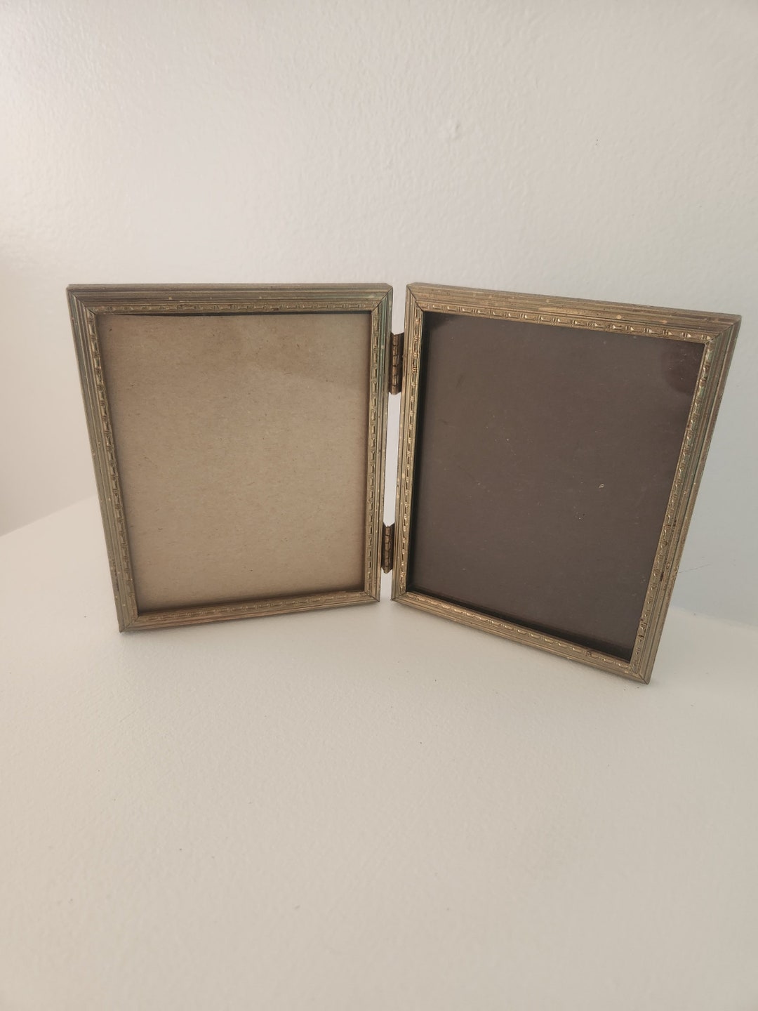 Vintage Two Sided Gold Metal Frame Vintage Photo Picture Frame Double ...